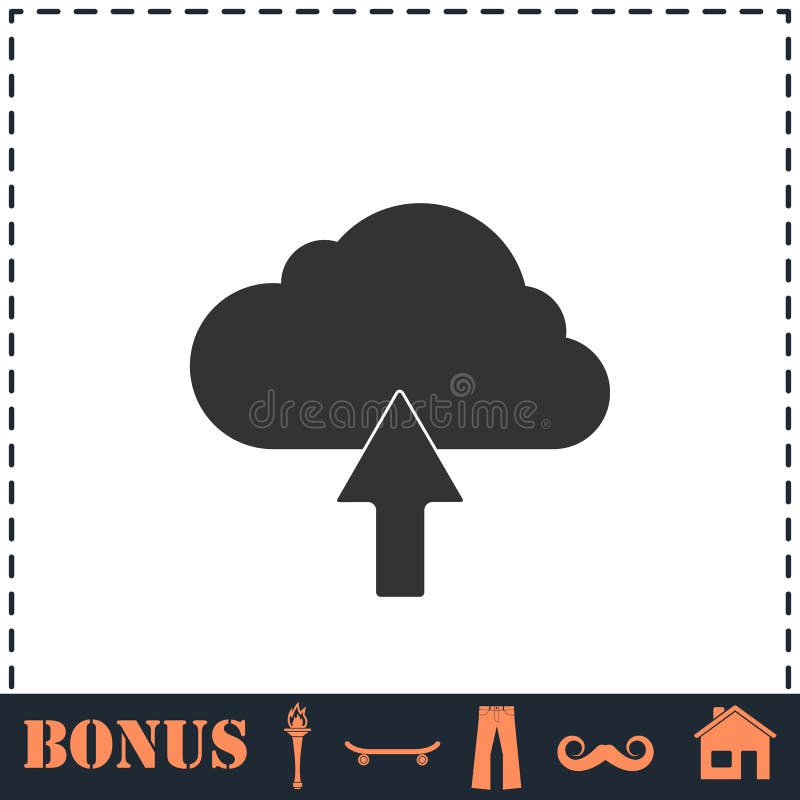 Upload cloud icon flat stock illustration. Illustration of save - 201666450