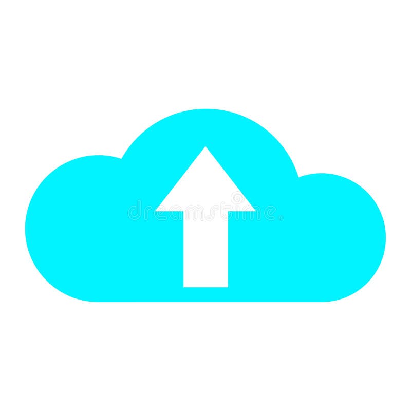 Upload Cloud Icon. White Arrow Sign. Blue Shape. App Button. Technology ...