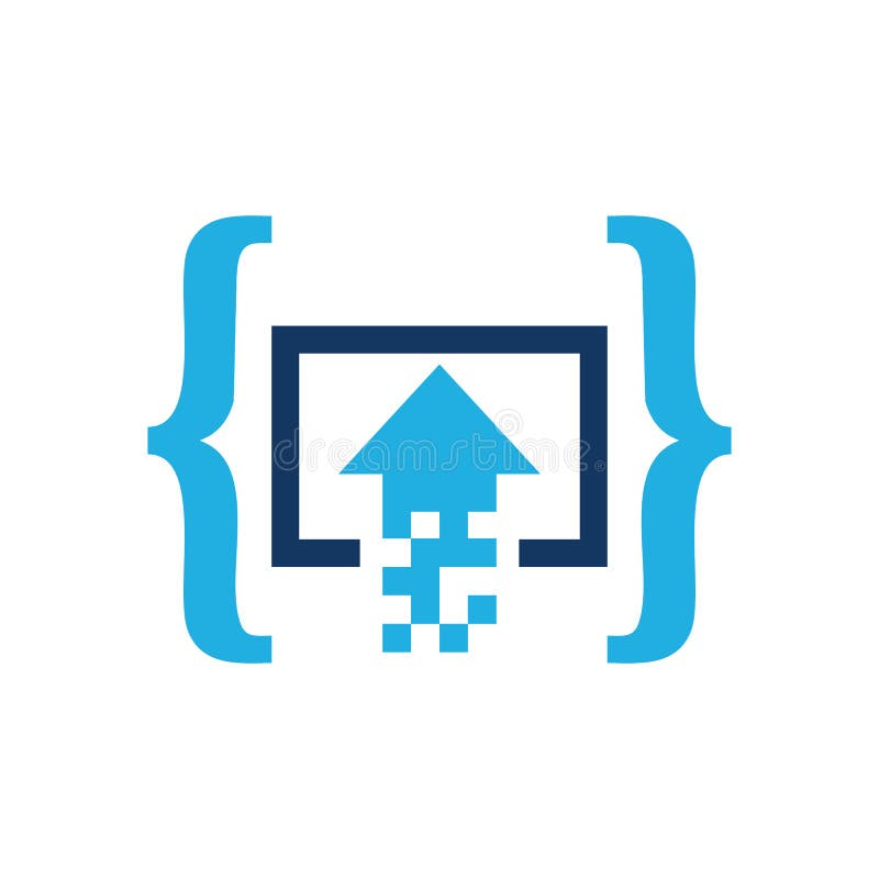 Upload Code Logo Icon Design Stock Vector - Illustration of nerd ...