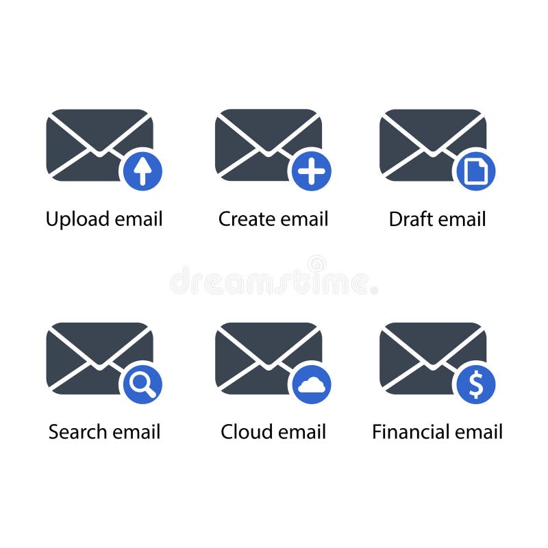 Upload, Create, Draft, Search, Cloud, Financial, Email Icon Stock ...