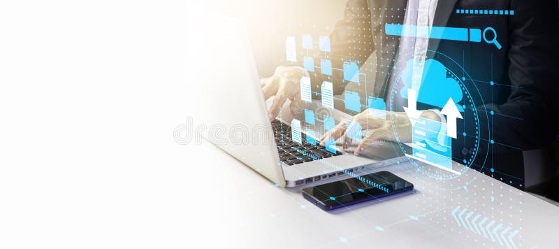 Upload Data from the Server at Work To the Cloud.Organizing Business ...