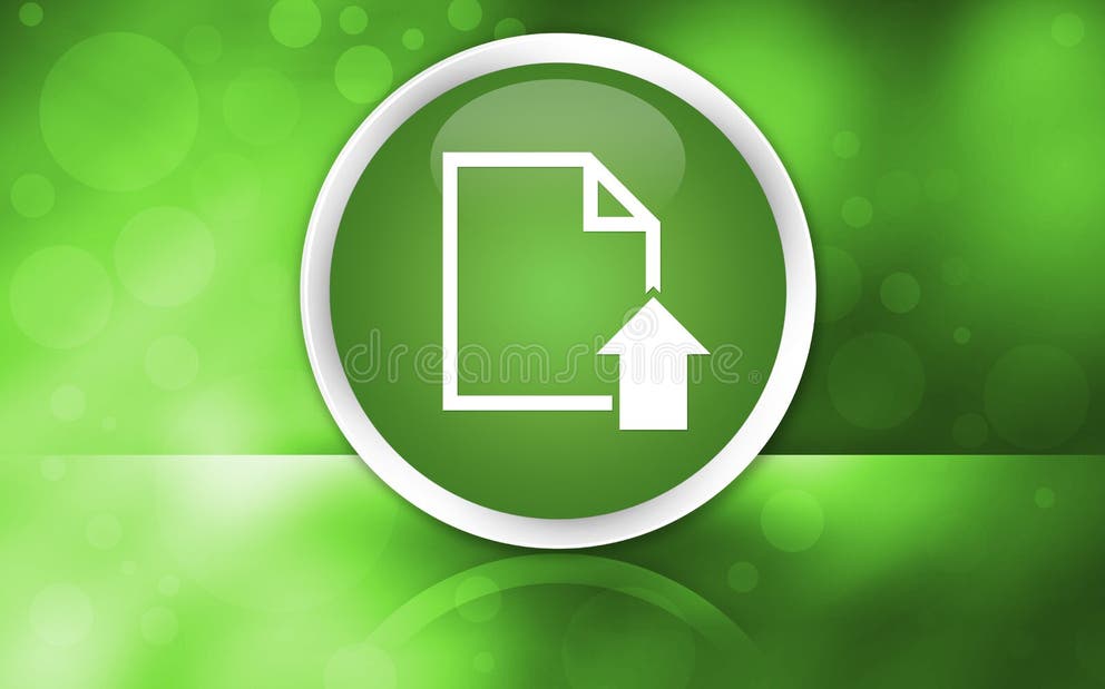 Upload Document Icon Premium Glossy Button Isolated on Abstract Shiny Green Background Stock ...