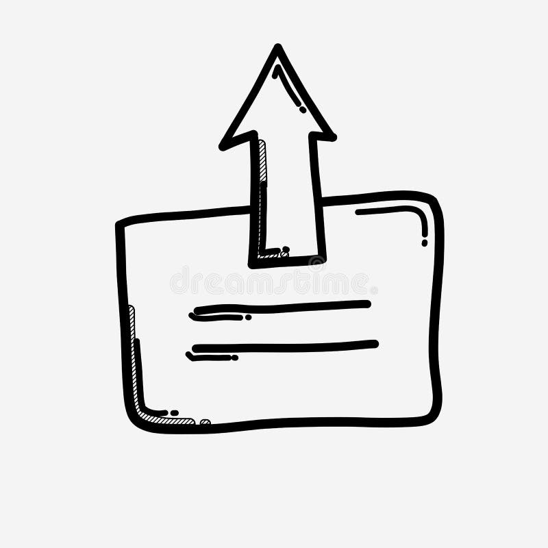 Document Arrow Graph Up Vector Icon. Drawing Sketch Illustration Hand ...