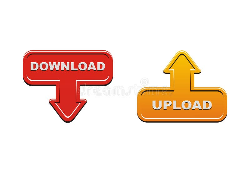 Upload and Download Buttons - Orange and Red Stock Illustration ...