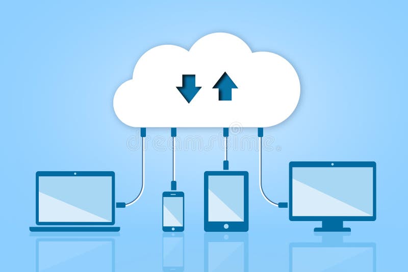 Upload Download Cloud Computing Flat Vector Illustration Stock Illustration - Illustration of ...
