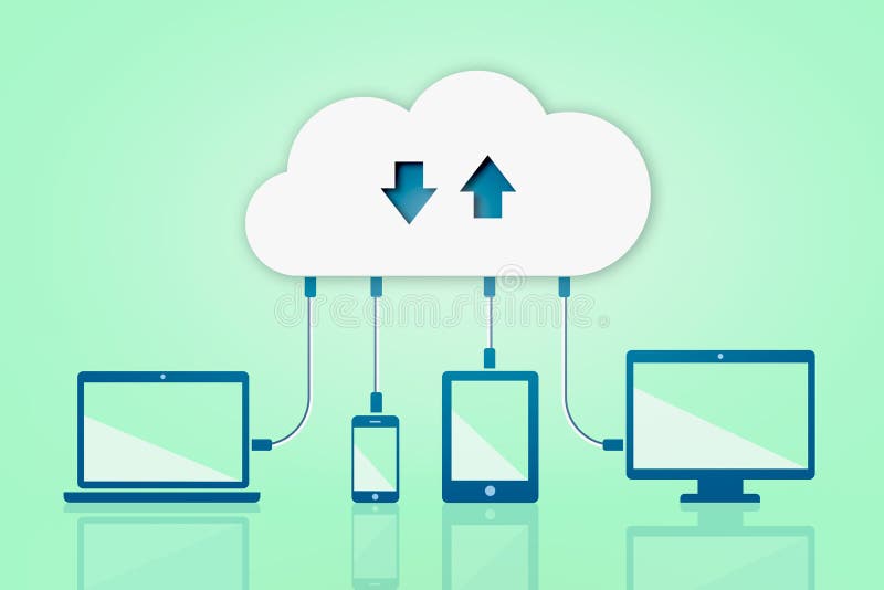 Upload Download Cloud Computing Flat Vector Illustration Stock ...