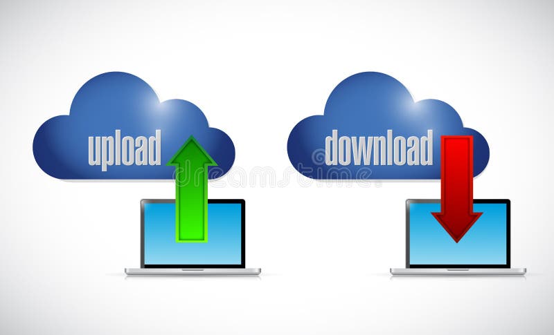 Upload and Download Files from a Cloud. Stock Illustration ...