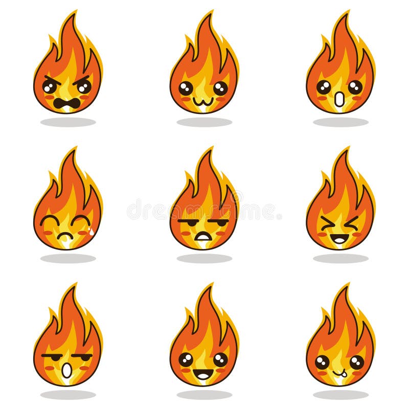 Emoticon Fire One All Set Design Vector Illustration Stock Vector ...