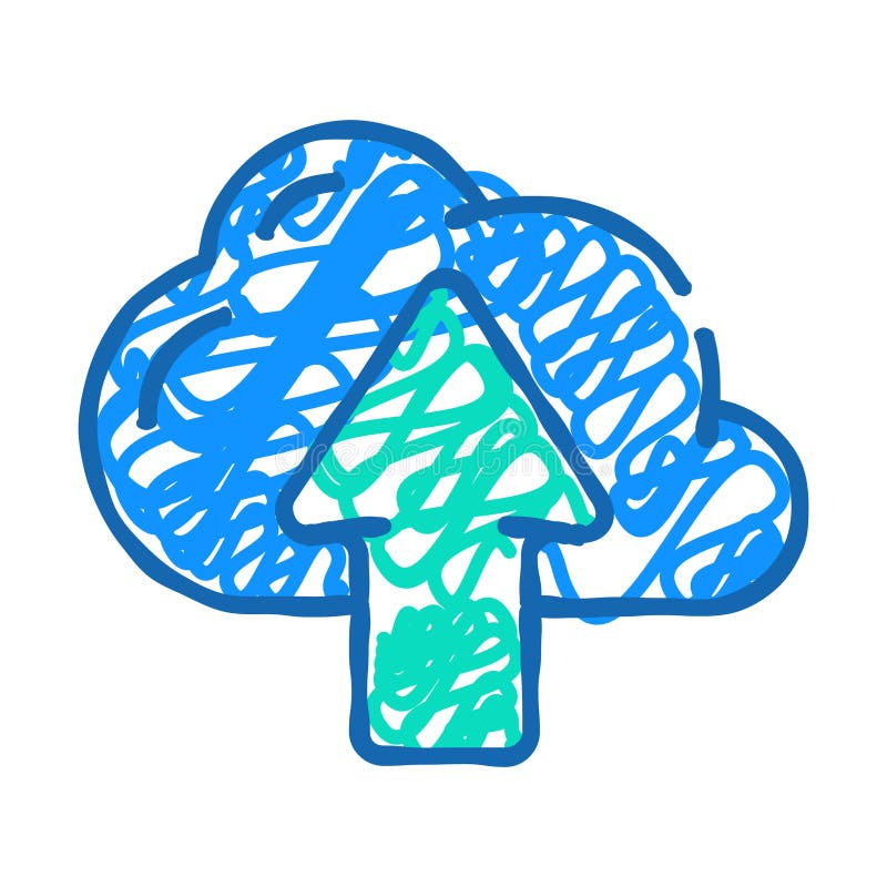 Upload File in Cloud Storage Icon Doodle Illustration Stock ...