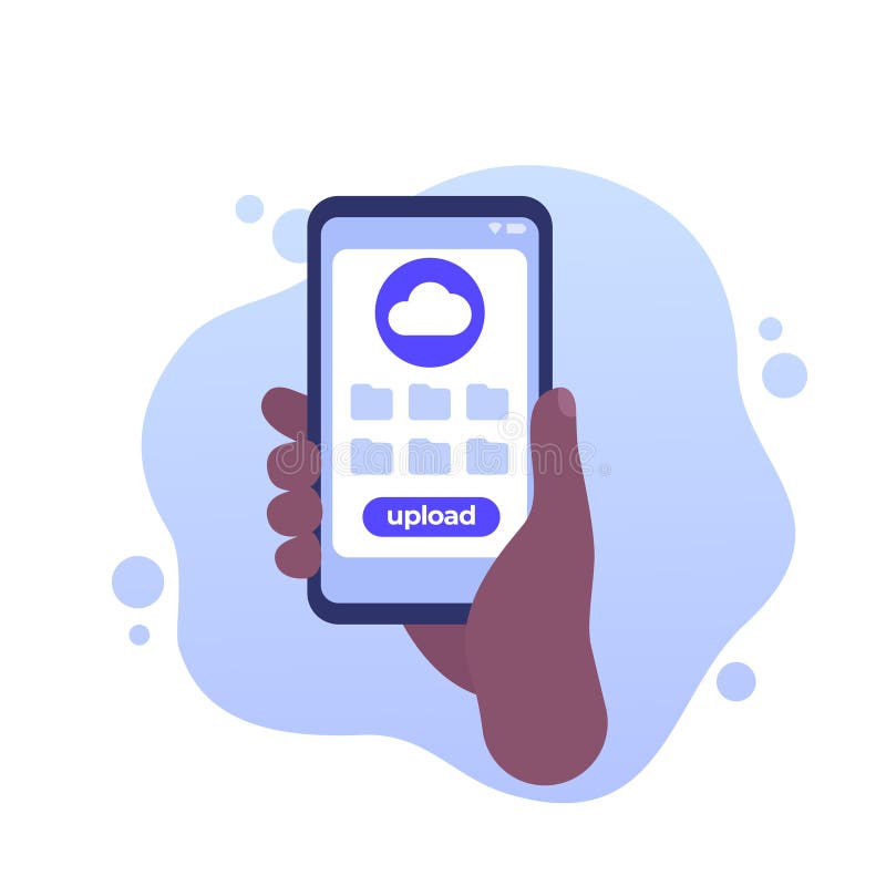 Upload File Folders, Smart Phone in Hand Vector Stock Vector ...