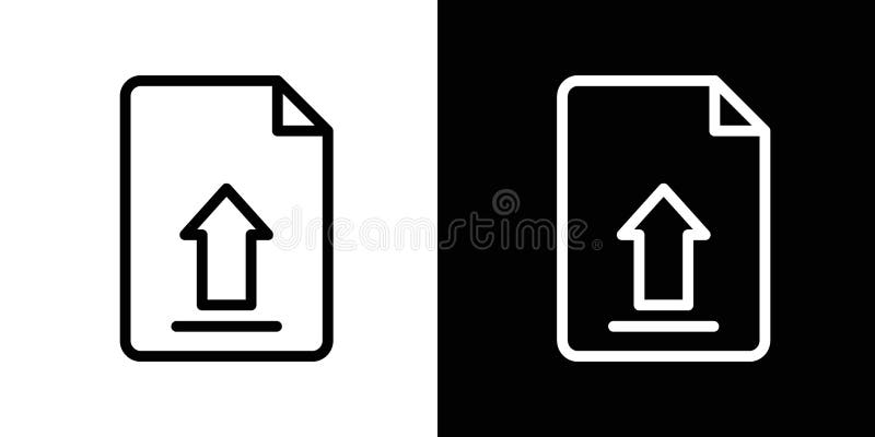 Upload File Icon Vector Set Outline Stock Illustration - Illustration ...