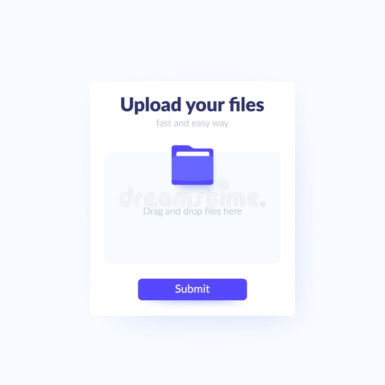 Upload Files Form With Submit Button Ui Design Stock Vector