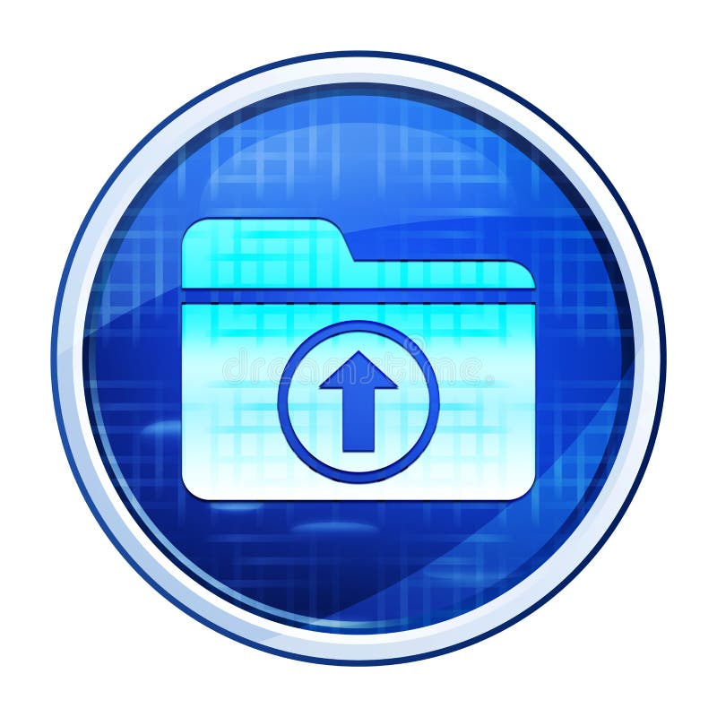 Upload Files Icon Futuristic Blue Round Button Vector Illustration ...