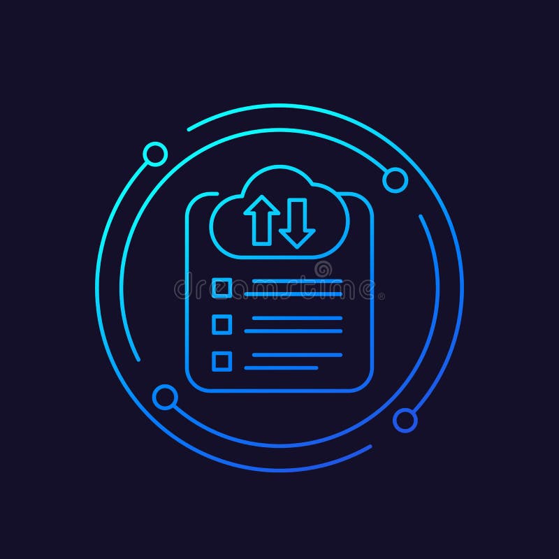 Upload Files Line Icon with a Cloud Stock Vector - Illustration of line ...