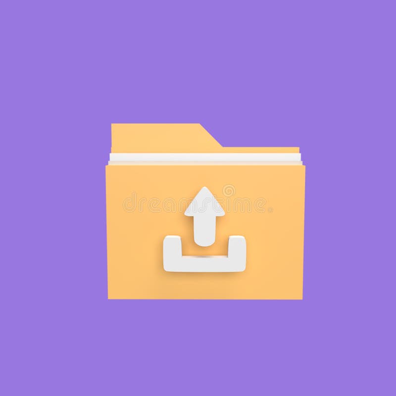 Upload Folder 3d Icon Model Cartoon Style Concept. Render Illustration Stock Illustration ...