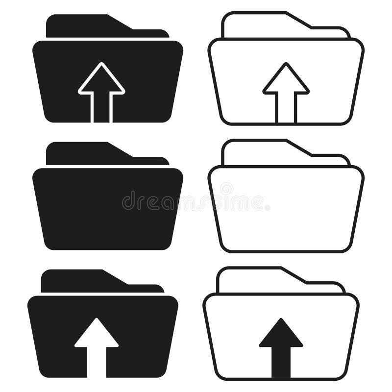 Upload Folder Icons Set. Document Storage and File Upload Symbols ...
