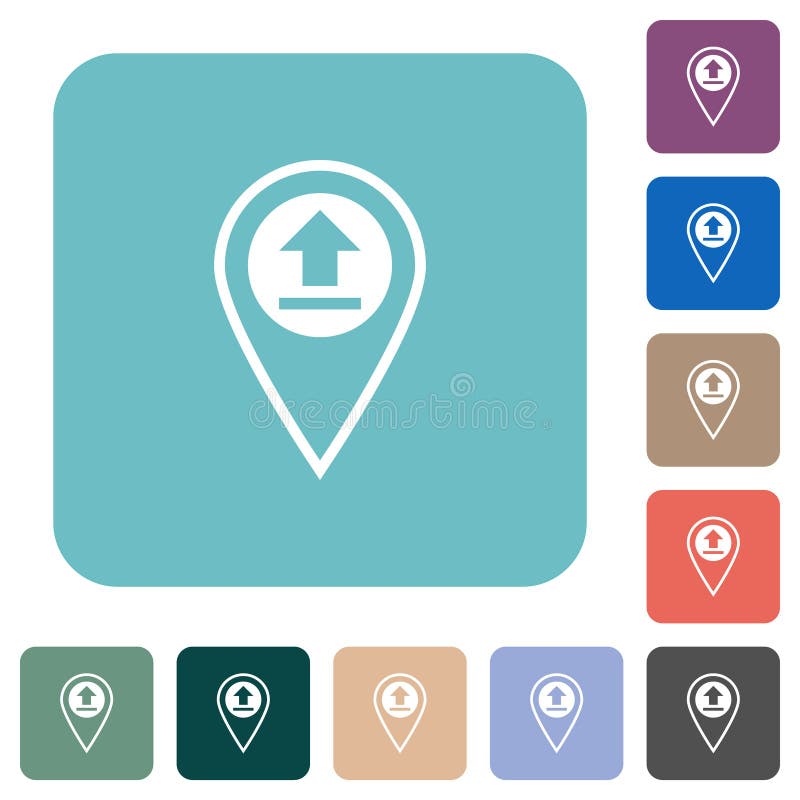 Upload GPS Map Location Rounded Square Flat Icons Stock Vector ...