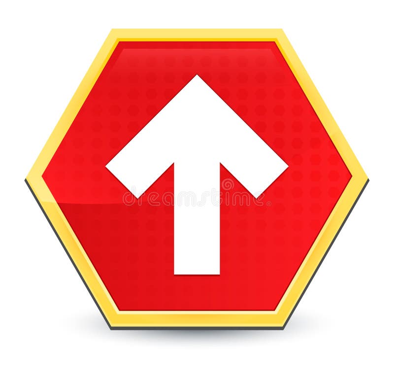 Upload Icon Abstract Red Hexagon Button Bright Yellow Frame Elegant ...