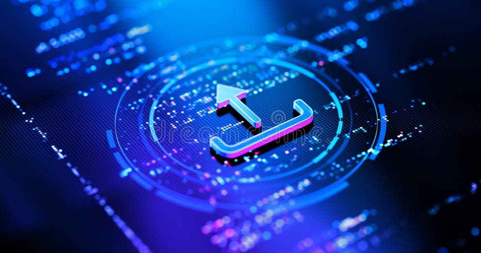 Upload Icon on Digital Screen - Technology and Data Transfer Concept ...