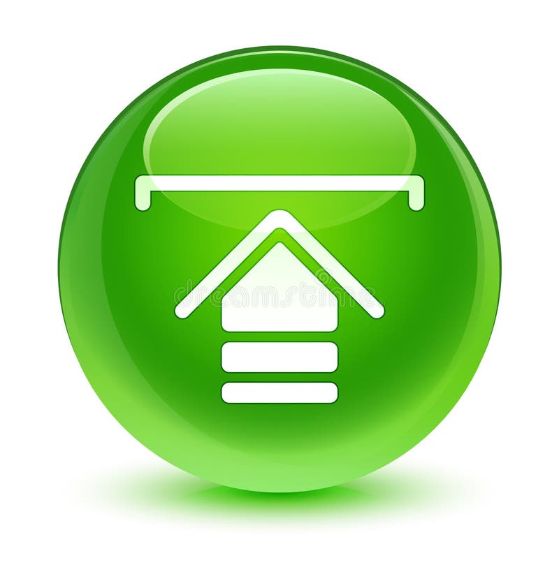 Upload Icon Glassy Green Round Button Stock Illustration - Illustration ...