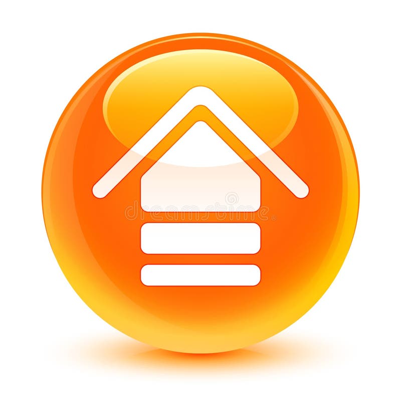 Upload Icon Glassy Orange Round Button Stock Illustration ...