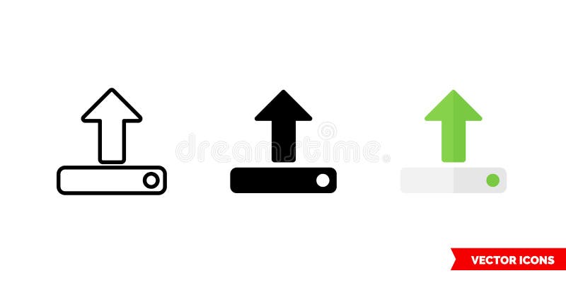 Upload Icon of 3 Types Color, Black and White, Outline. Isolated Vector ...