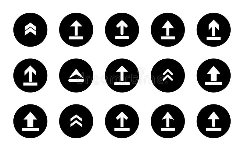 Upload Icon Vector in Black Circle. Up Arrow Sign Symbol Stock Vector ...