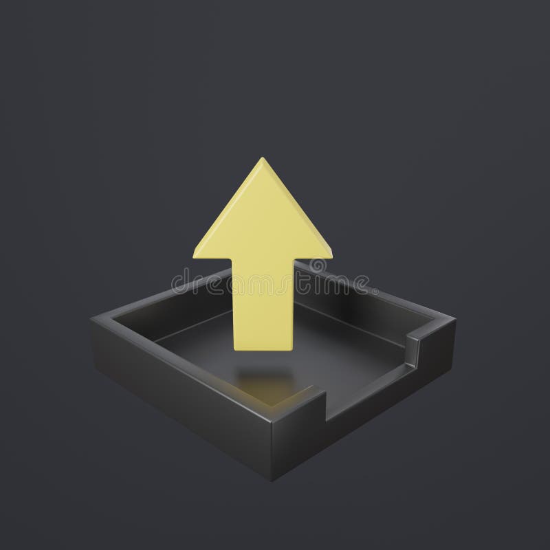 Upload Icon with Yellow Upward Arrow 3D Render Illustration Stock ...