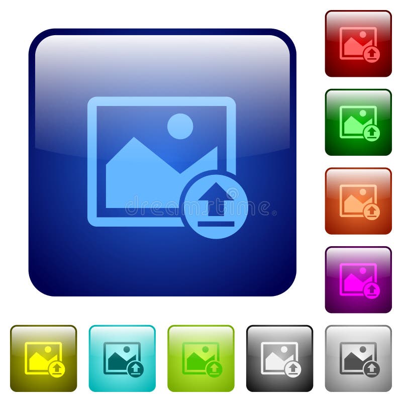 Upload Image Color Square Buttons Stock Vector - Illustration of glossy ...