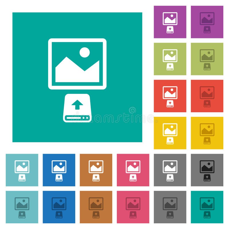 Upload Image from Hard Disk Square Flat Multi Colored Icons Stock ...