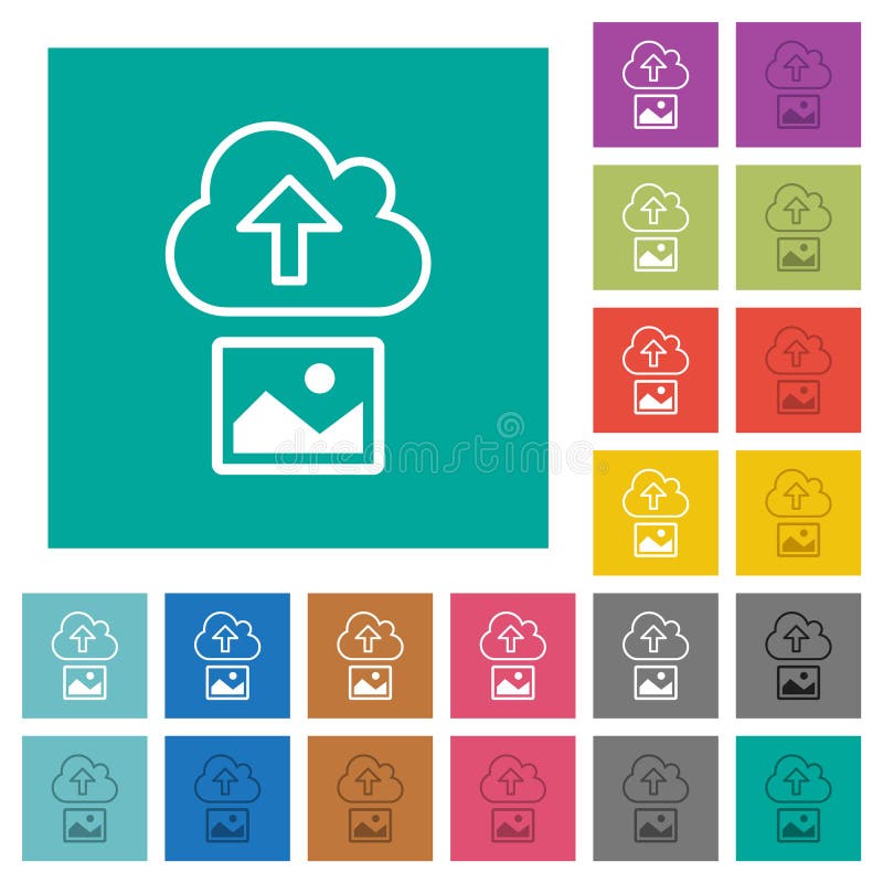 Upload Image To Cloud Outline Square Flat Multi Colored Icons Stock ...