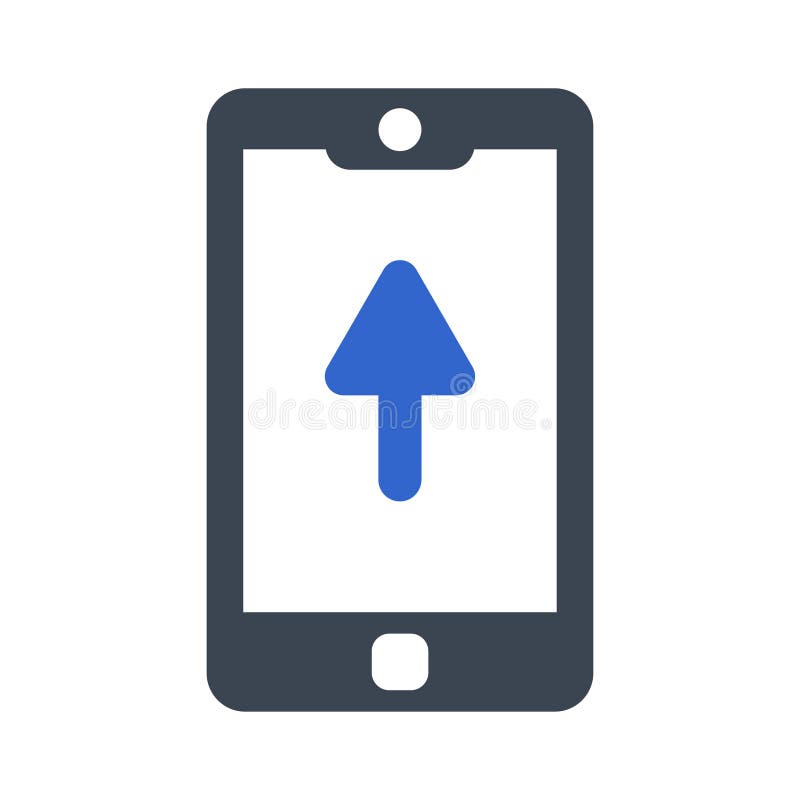 Upload on mobile icon stock vector. Illustration of symbol - 212679483