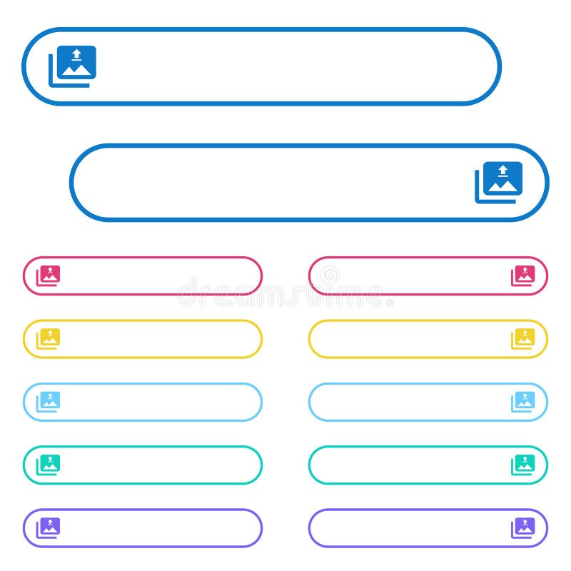 Upload Multiple Images Icons In Rounded Color Menu Buttons Stock Illustration Illustration Of