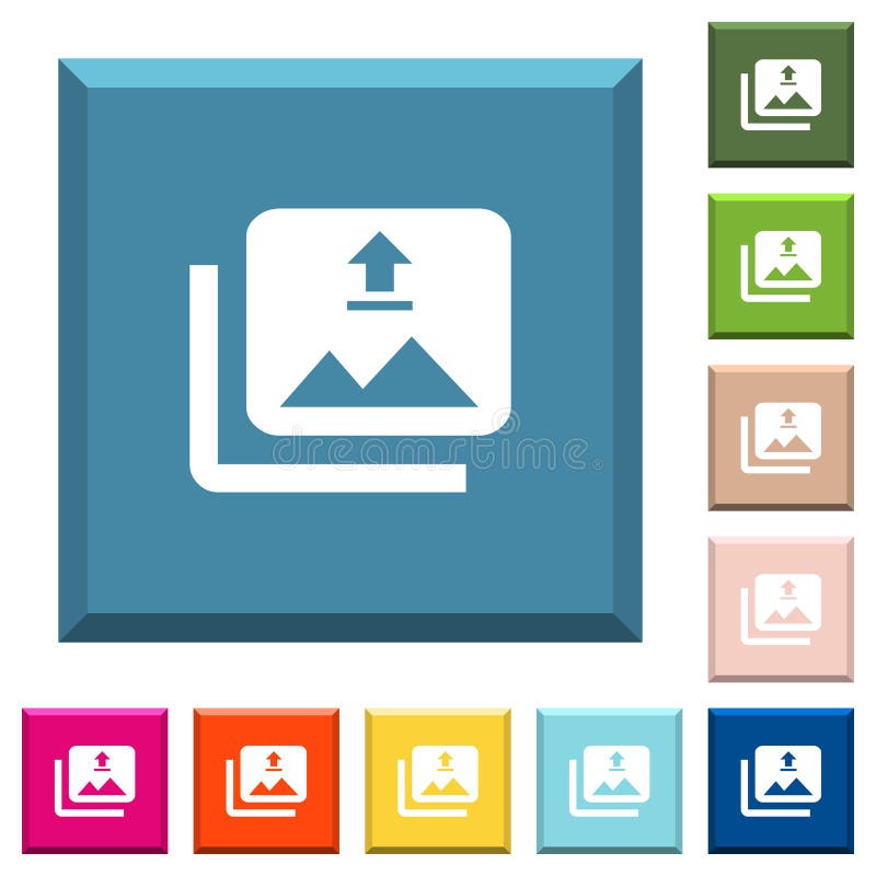 Upload Multiple Images White Icons on Edged Square Buttons Stock Vector ...