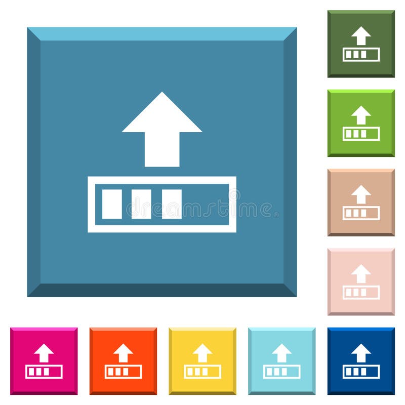 Upload in Progress White Icons on Edged Square Buttons Stock Vector ...