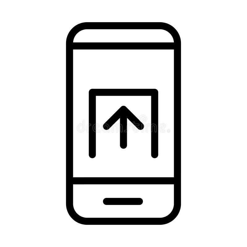 Upload Smartphone Icon Line Isolated on White Background. Black Flat ...