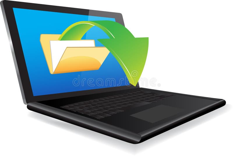 Uploading Documents from Laptop Stock Vector - Illustration of ...