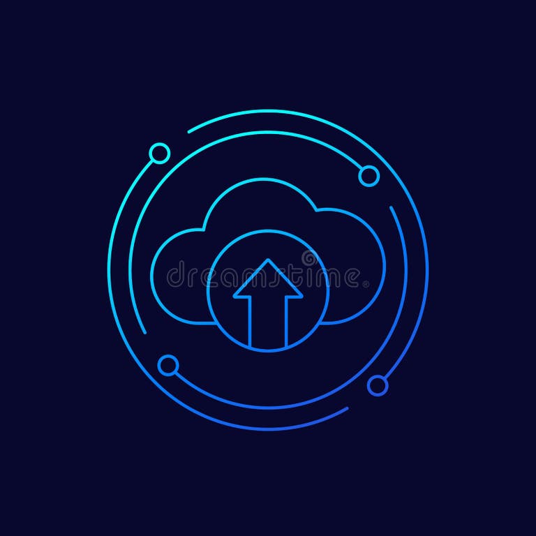 Uploading To a Cloud Line Icon, Vector Stock Vector - Illustration of ...