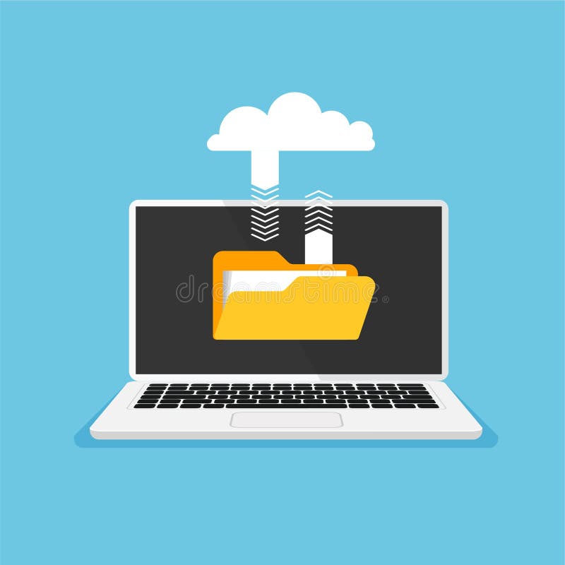 Uploading and Transfer Files To Laptop and Cloud Storage. Stock Vector ...