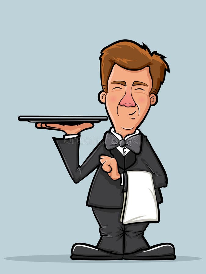 Butler Cartoon vektor illustrationer. Illustration av maskot - 33037044