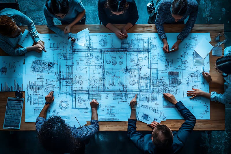 An Upper-angle View of a Group of Business People Engaged in a Meeting ...