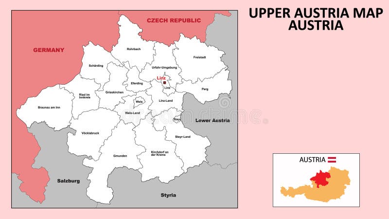 Upper Austria Map. State and District Map of Upper Austria Stock Vector ...