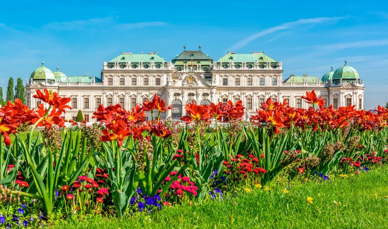 Upper Belvedere Palace and Gardens in Spring, Vienna, Austria Stock ...