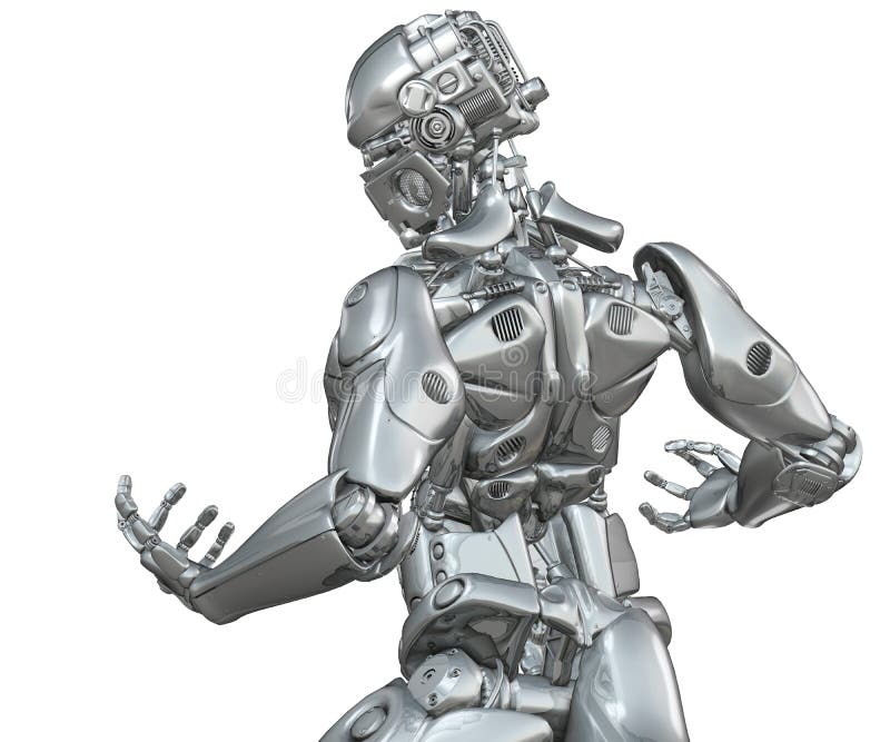 Upper body of chrome robot stock illustration. Illustration of robot ...