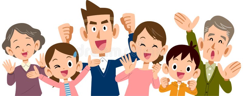 Upper Body of a Healthy 3 Generation Family Stock Vector - Illustration ...