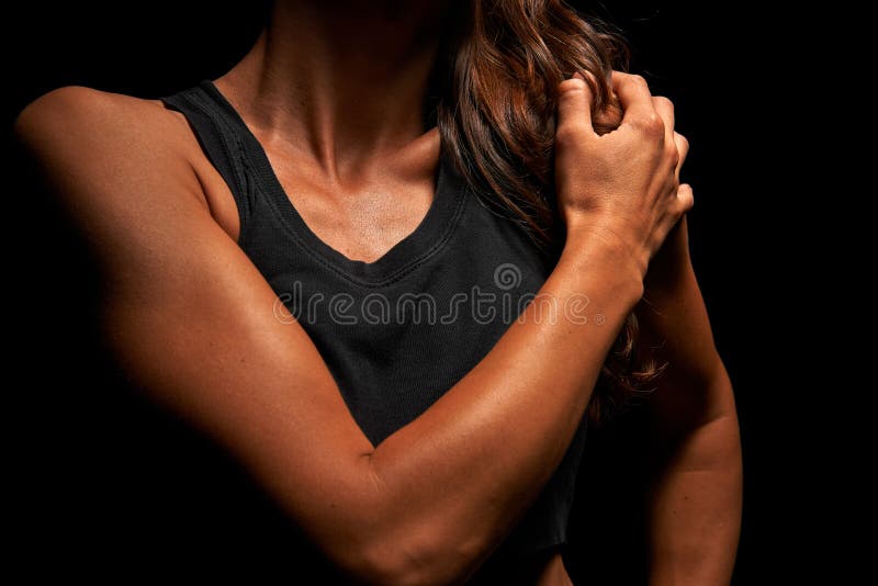 Upper Body of a Muscular Woman from the Back Stock Image - Image of ...