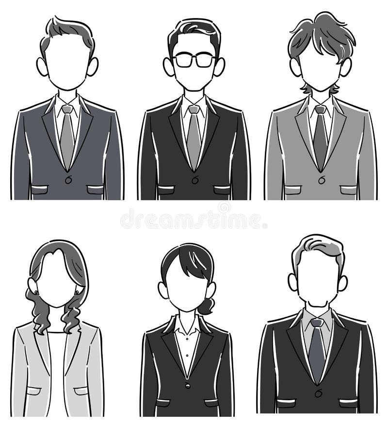 Upper Body of a Six-person Anonymous Business Team Stock Vector ...