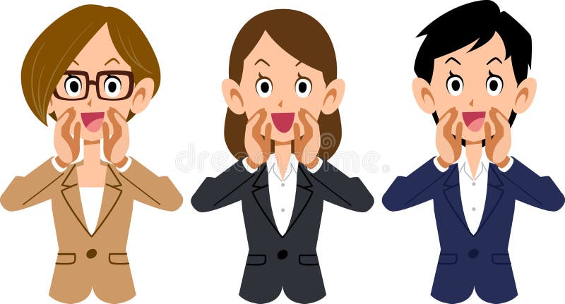 Upper Body of Three Business Women Calling Out Loud Stock Vector ...
