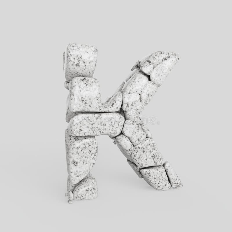 Upper Case Letter K Made of Smooth Stones on a White Background Stock ...