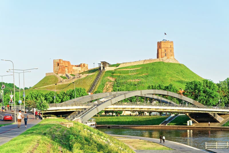 Upper Castle and Neris River at Mindaugas Bridge Editorial Image ...